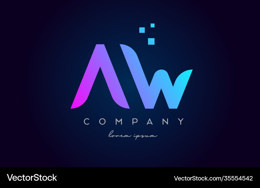 Aw a w alphabet letter logo icon combination Vector Image