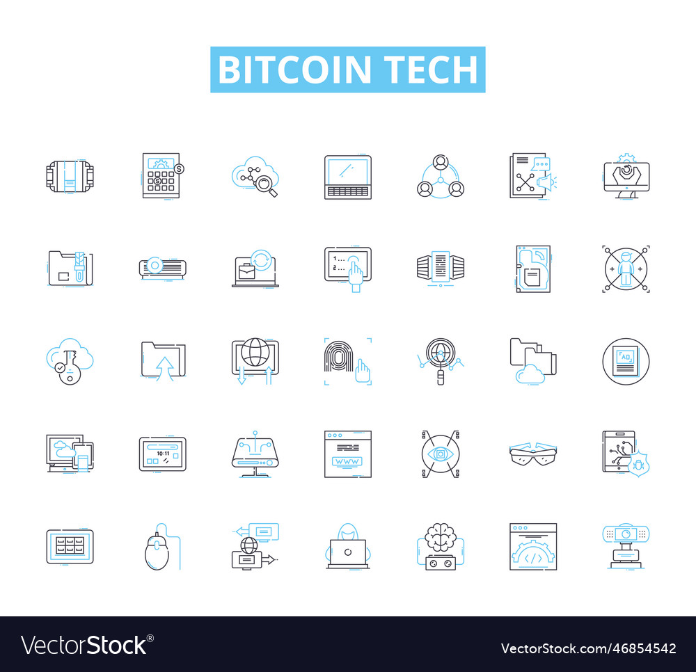 Bitcoin tech linear icons set cryptocurrency Vector Image Bitcoin tech linear icons set cryptocurrency Vector Image