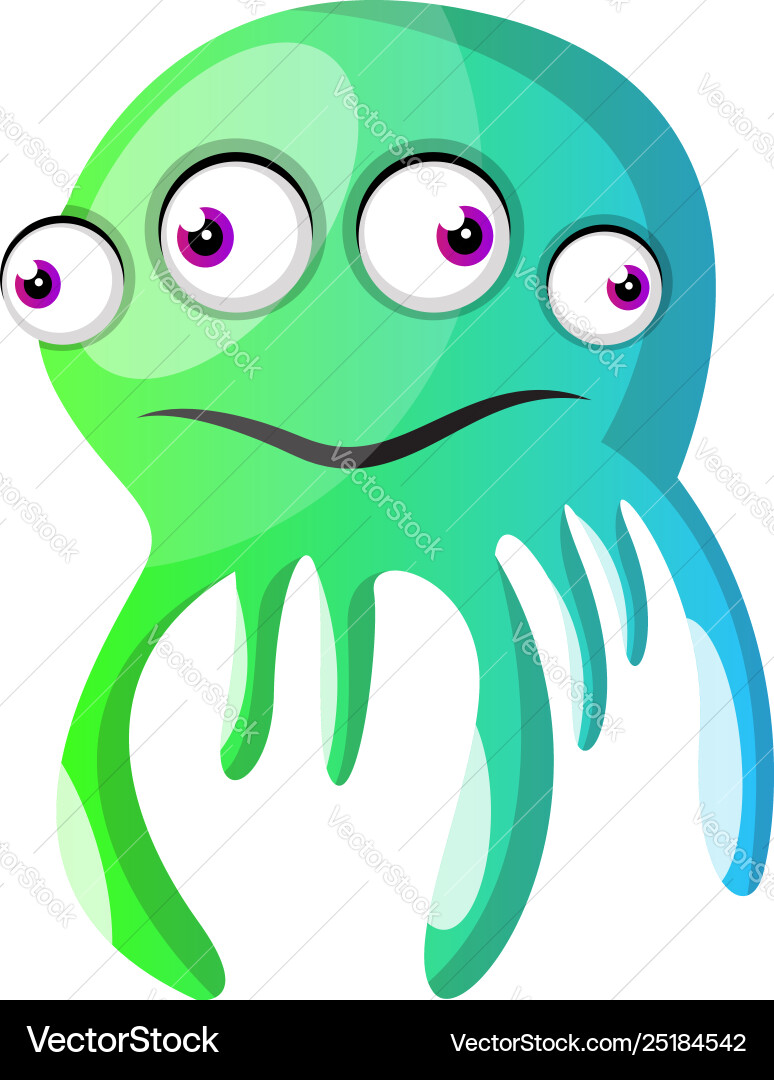 Blue four eyes meduza on white background Vector Image