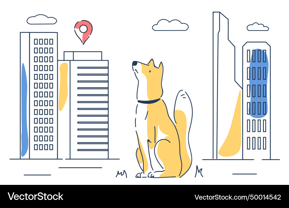 Dog in city doodle Royalty Free Vector Image - VectorStock