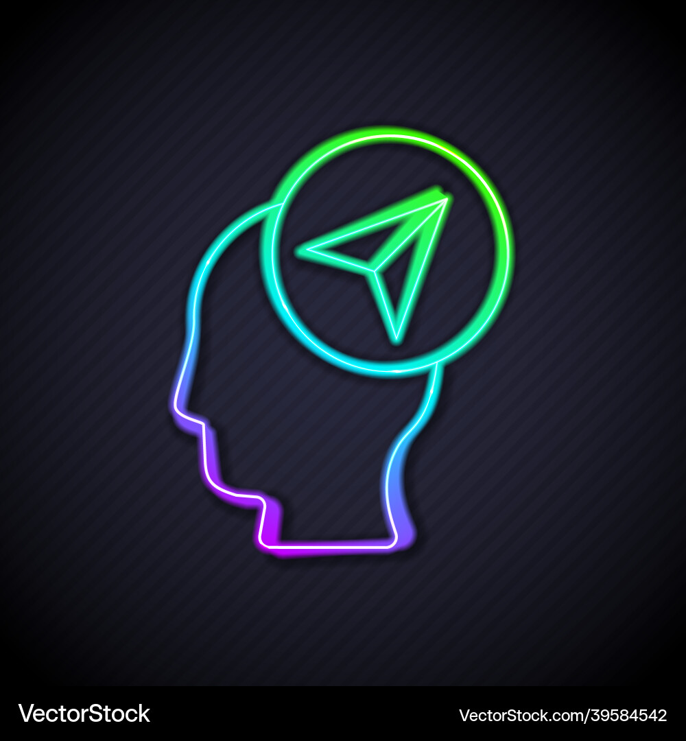 Glowing neon line map marker with a silhouette Vector Image