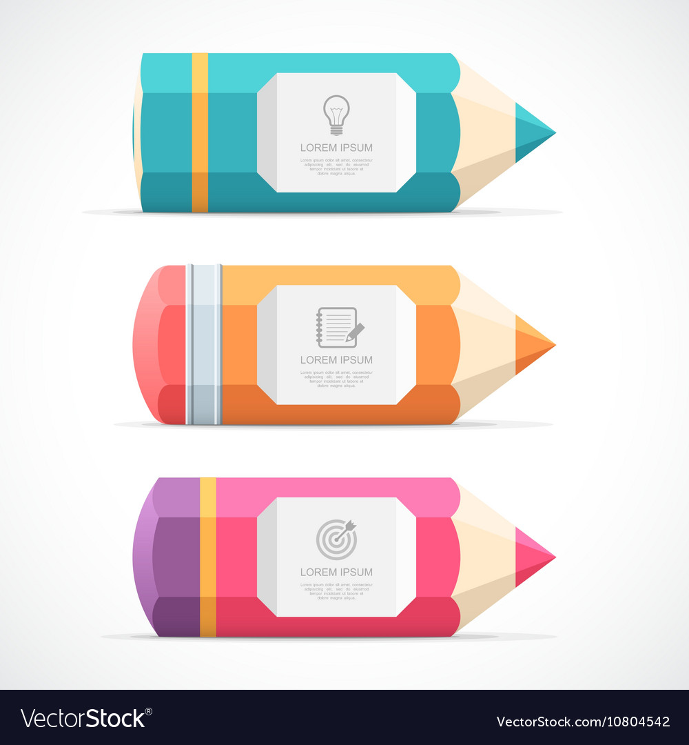 Set of colorful pencil banners Royalty Free Vector Image
