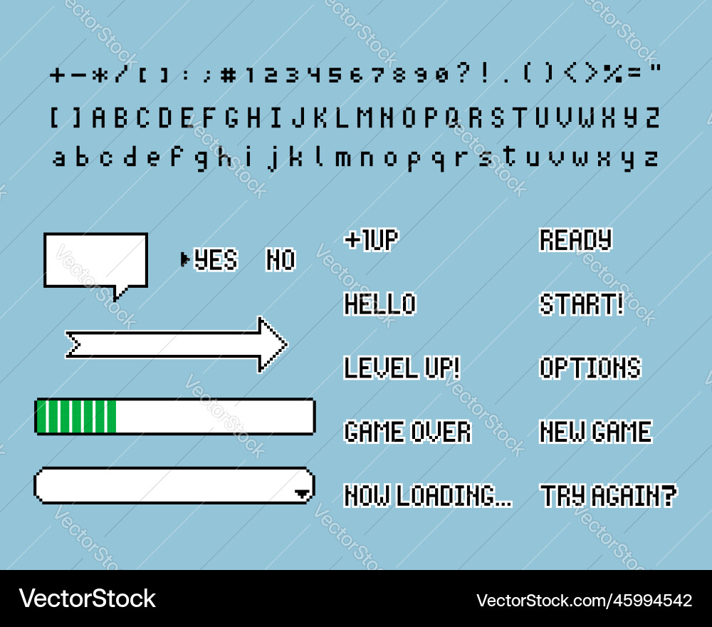 Set of retro game 8 bit line pixel speech bubble Vector Image