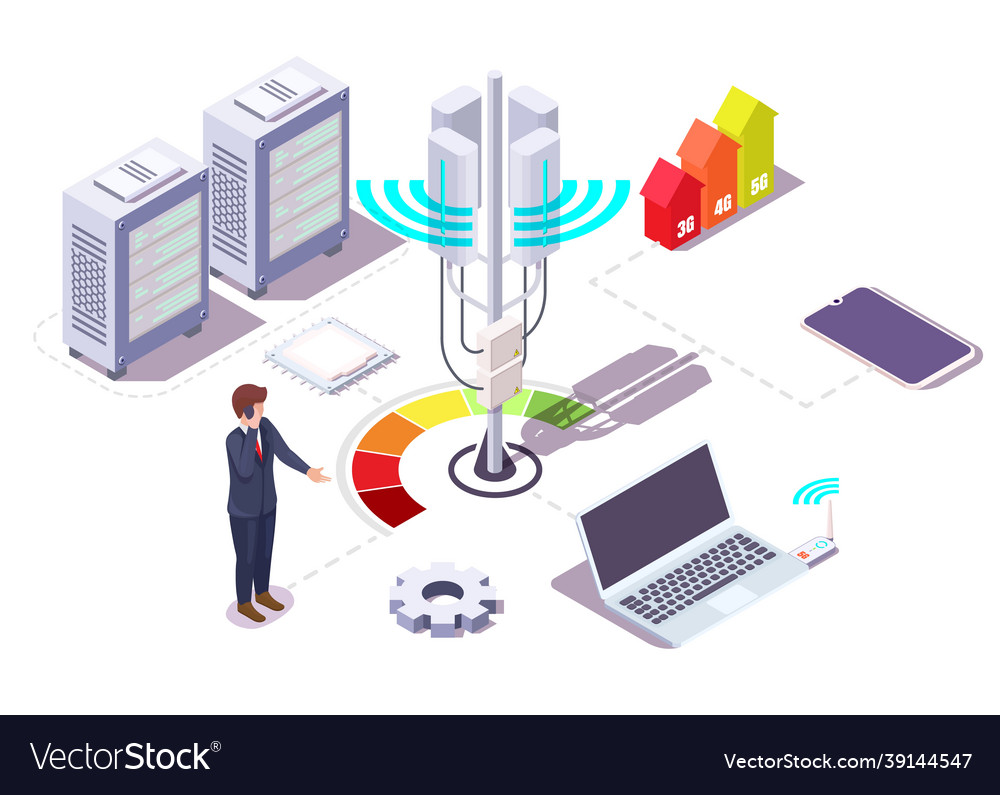 5g network wireless technology flowchart Vector Image