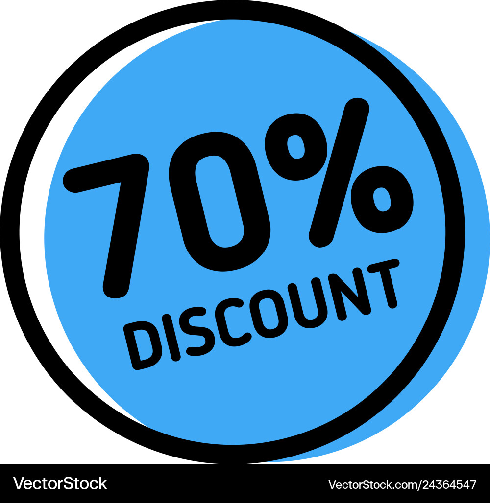 70 percent discount stamp on white Royalty Free Vector Image