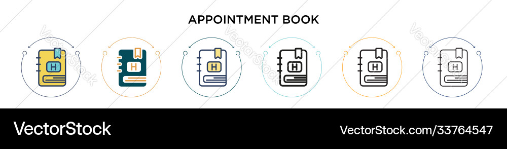 Appointment book icon in filled thin line outline Vector Image