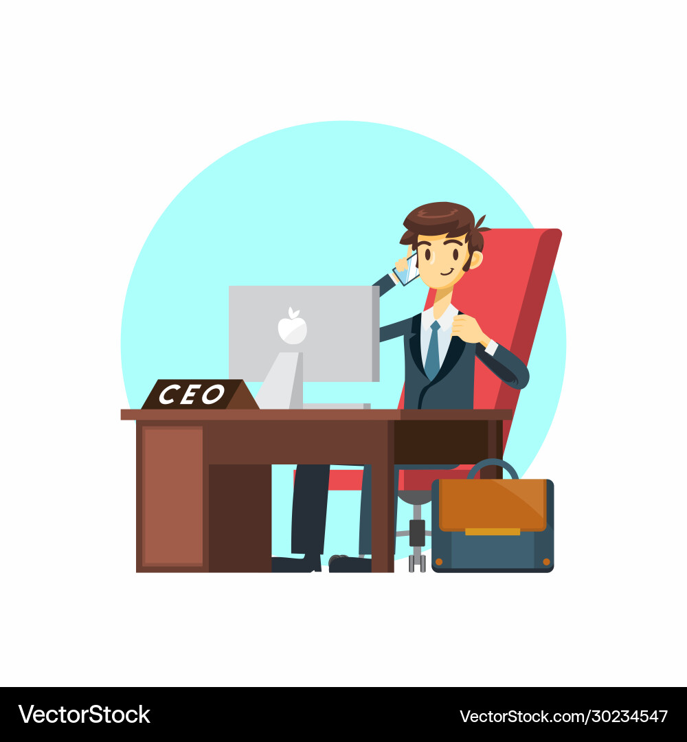 Businessman cartoon character sit in front Vector Image
