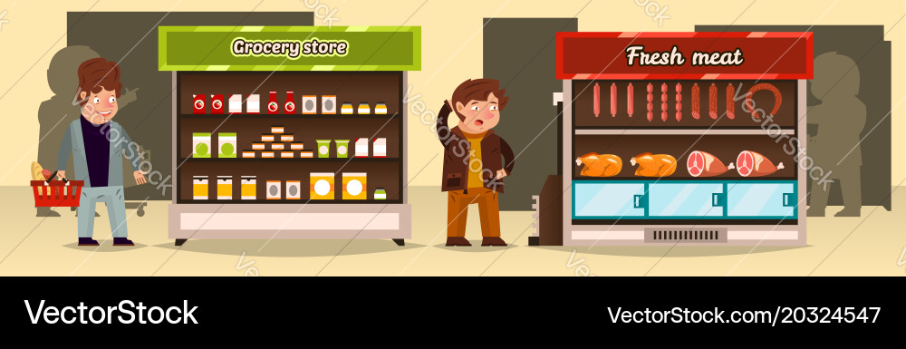 Buyers make a purchase in a Royalty Free Vector Image