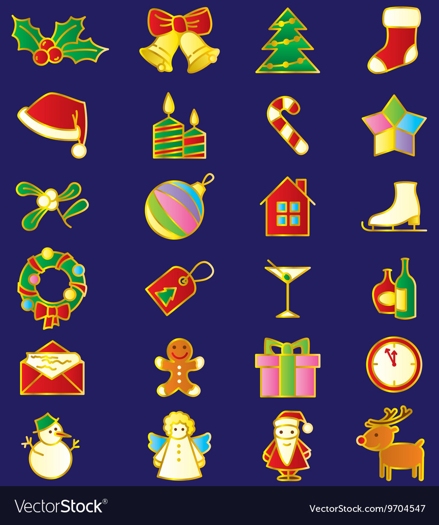 Christmas icons set Royalty Free Vector Image - VectorStock