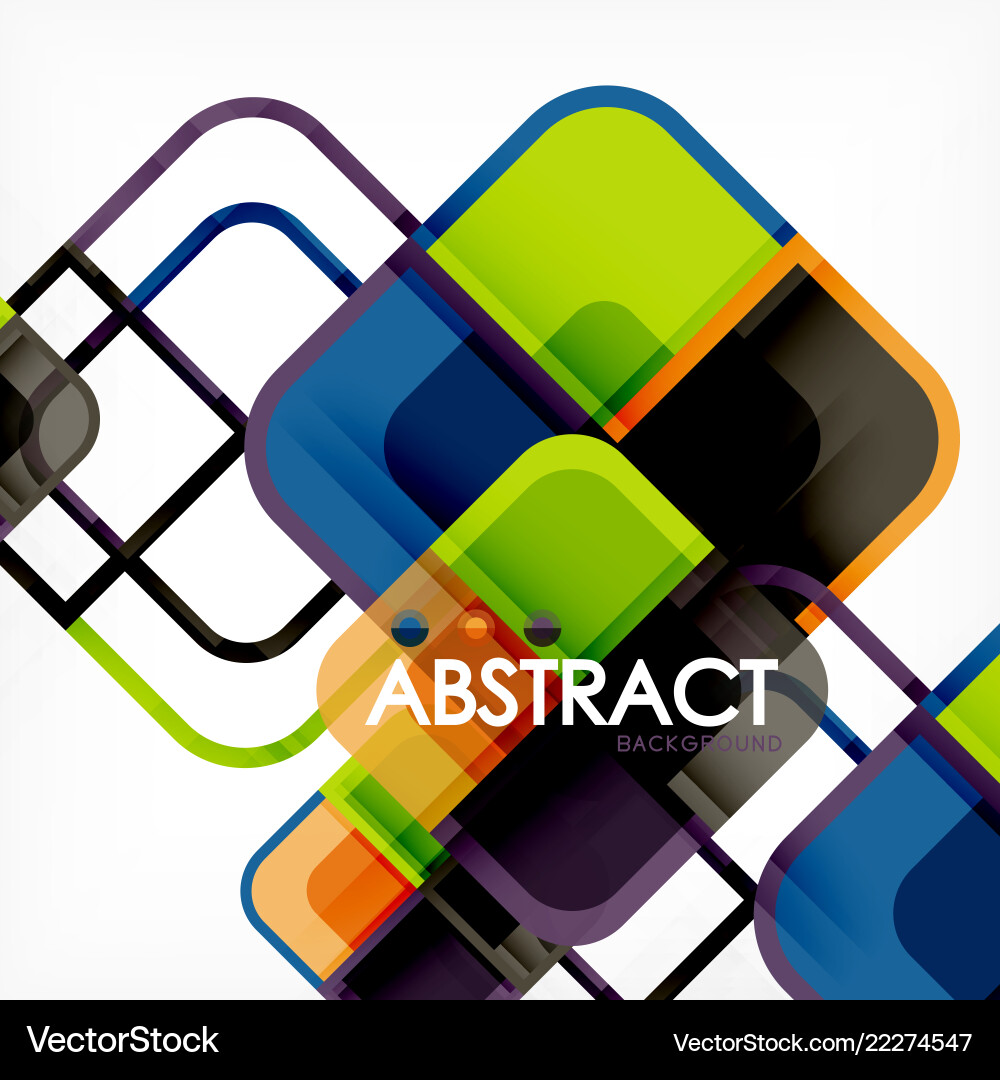 Colorful round squares modern geometric background