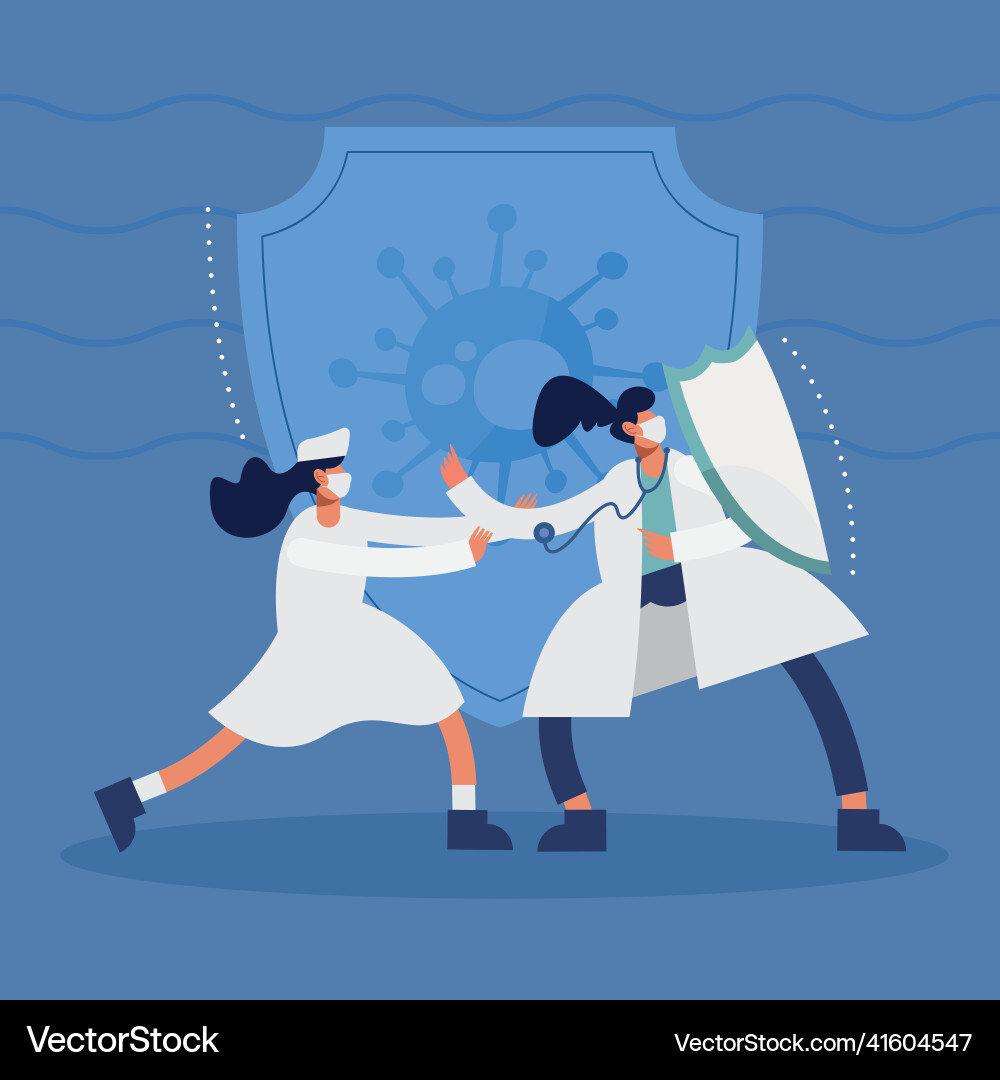 Female doctors fighting with covid19 Royalty Free Vector