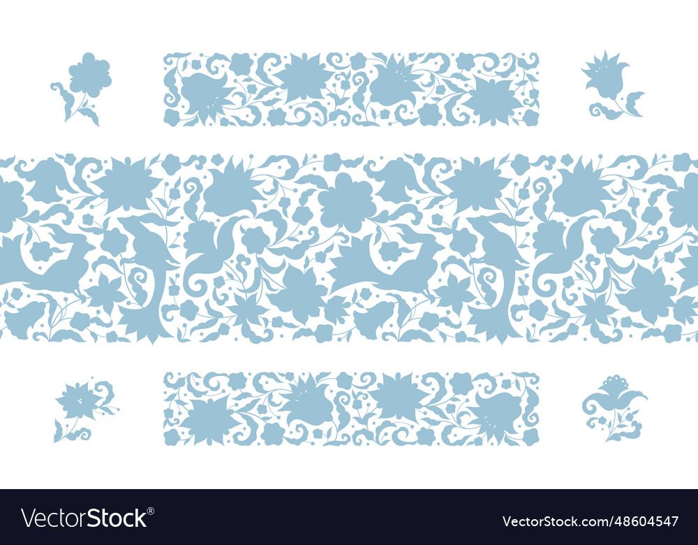 Floral elements frame seamless border pattern Vector Image