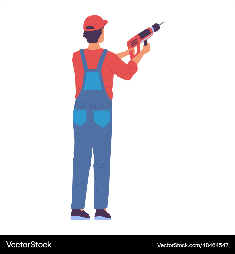 Home repair cartoon worker making renovation Vector Image