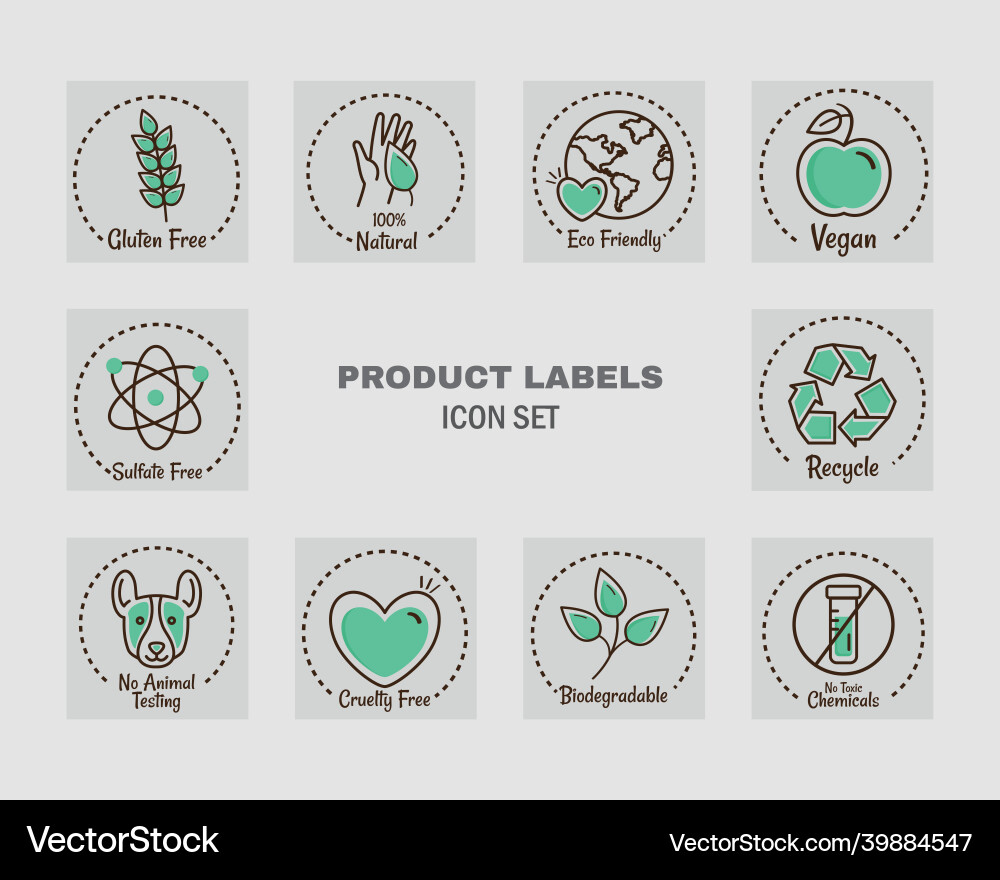 Ten products labels icons Royalty Free Vector Image