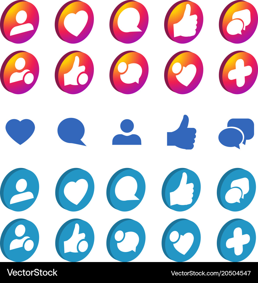 Trendy social network icons set Royalty Free Vector Image