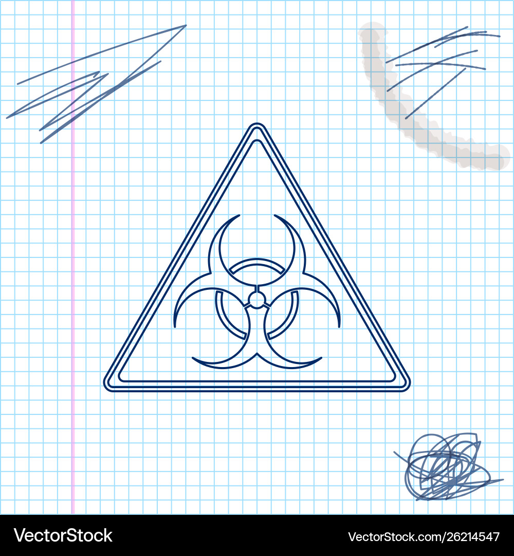 Triangle sign with biohazard symbol line sketch Vector Image