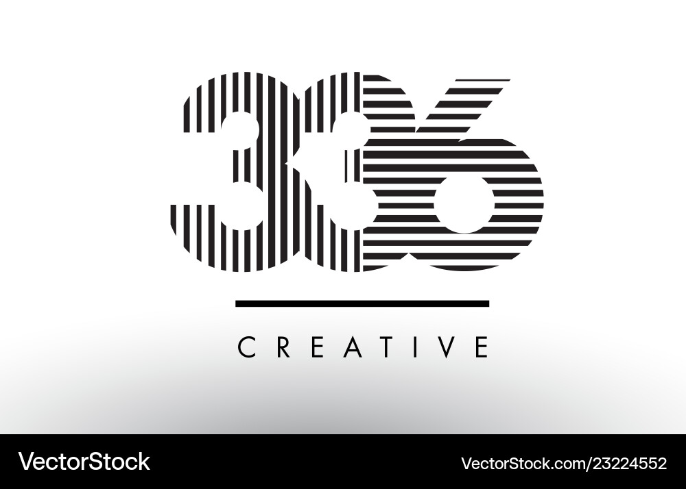 336 black and white lines number logo design Vector Image