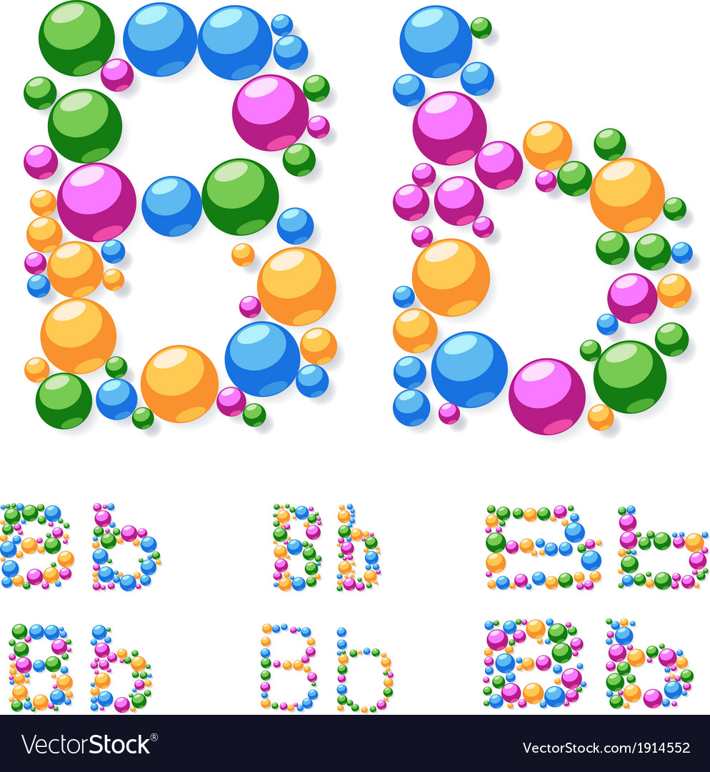 Alphabet symbols colorful bubbles or balls Vector Image