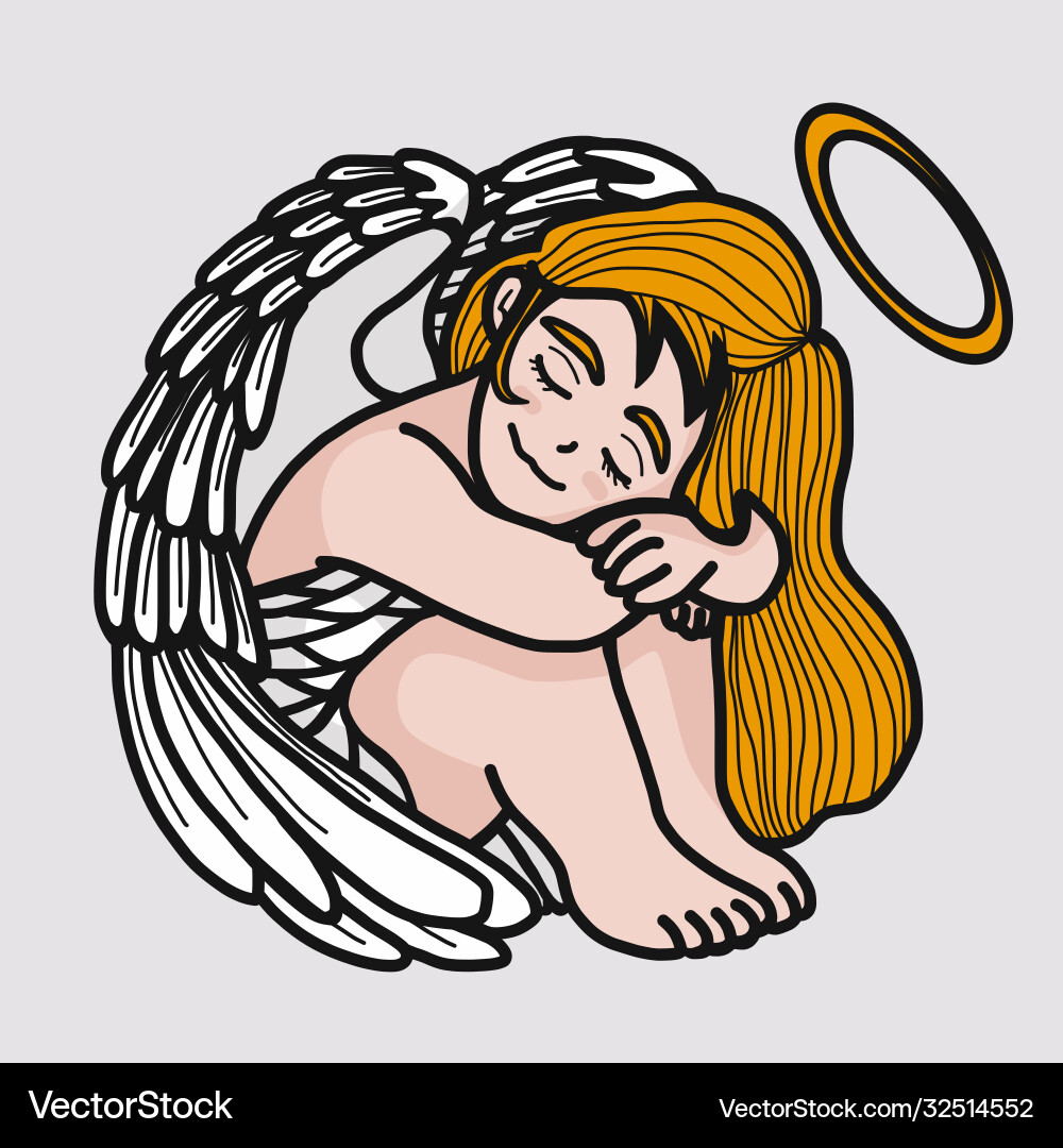 Beautiful angel prayer cartoon Royalty Free Vector Image