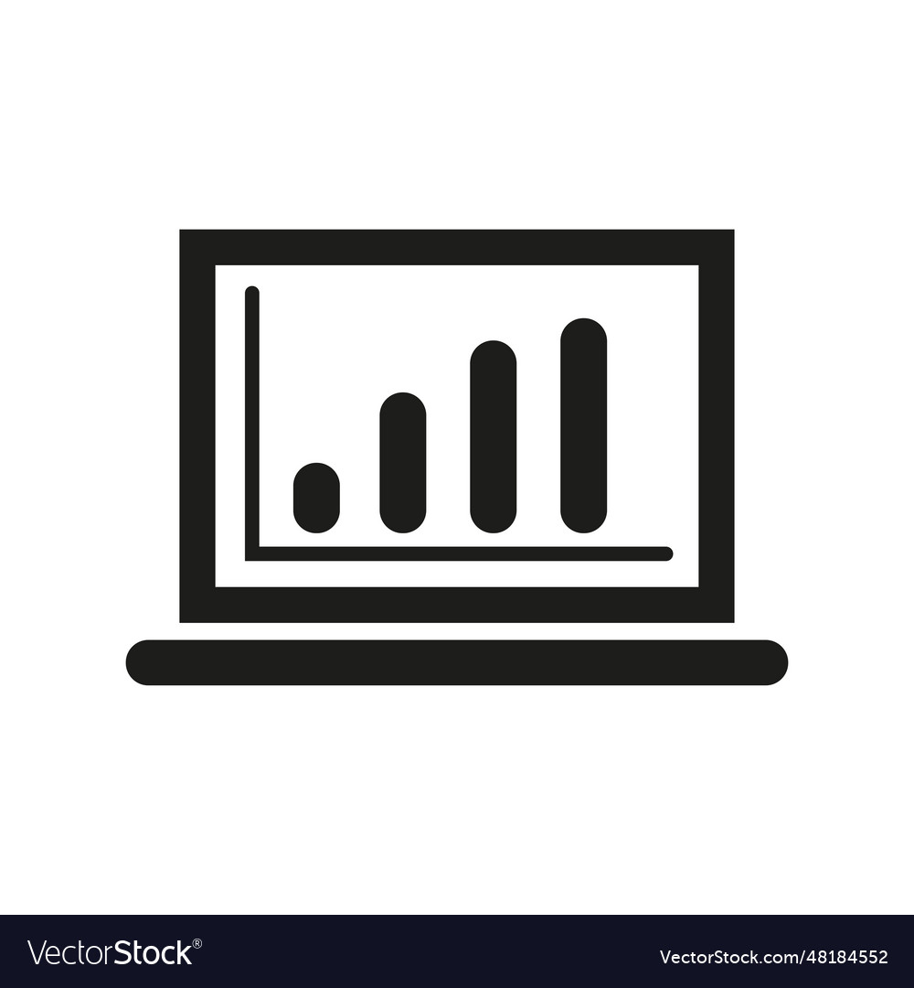 Chart on laptop icon Royalty Free Vector Image
