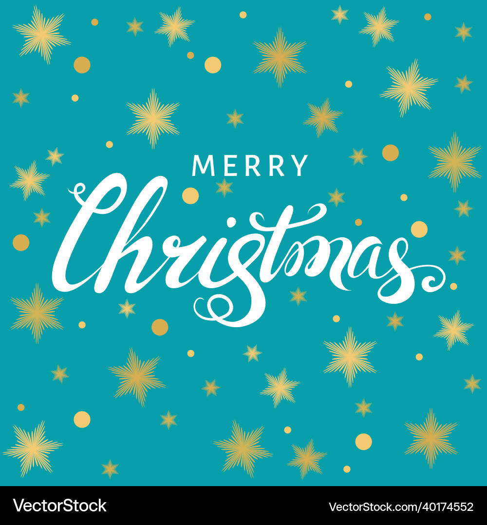Christmas hand lettering on blue background Vector Image