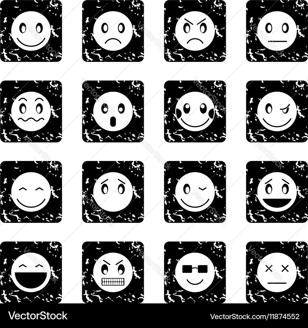 Emoticon set icons grunge style Royalty Free Vector Image