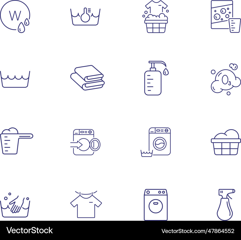 Laundering line icon set foam soap powder Vector Image