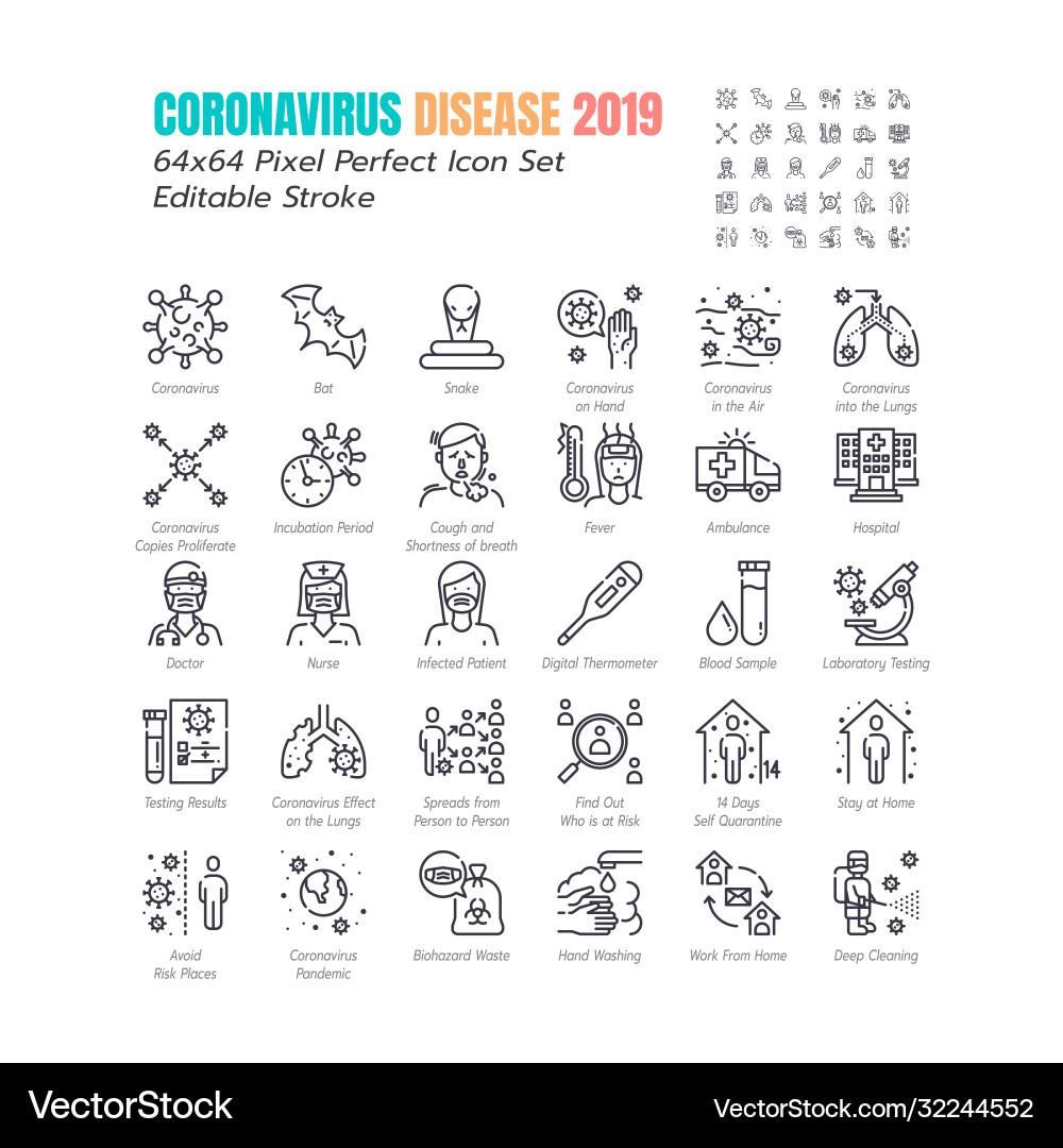 Simple set coronavirus disease 2019 covid-19 Vector Image