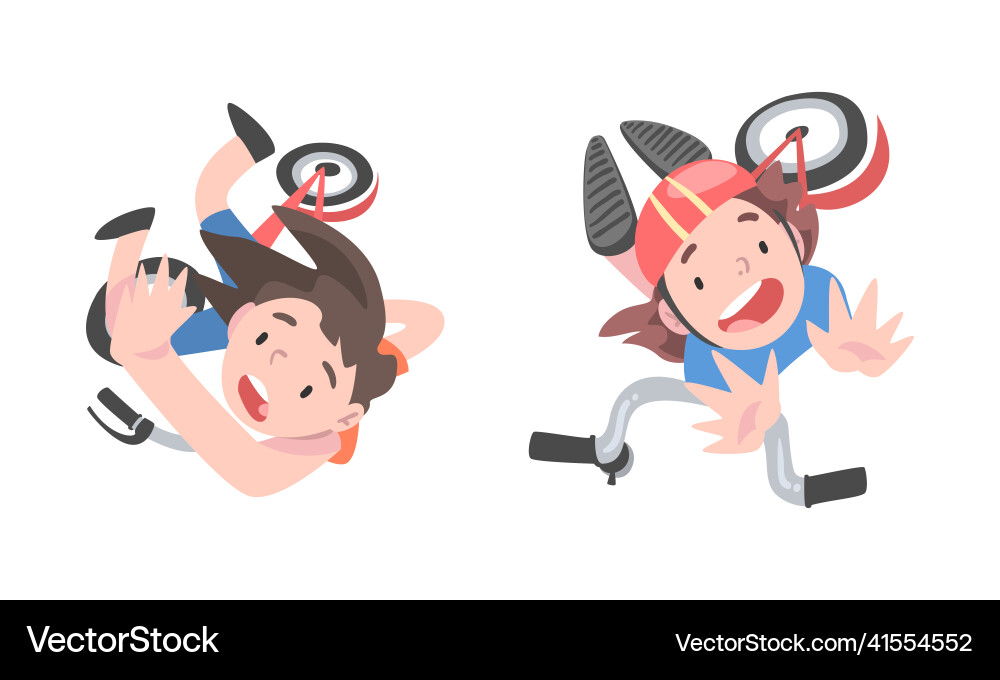 View from above of little boys falling down Vector Image