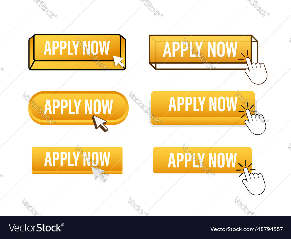 Apply now button with pointer clicking web Vector Image
