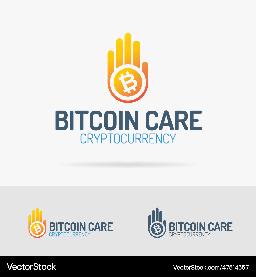 Bitcoin on hand logo set colorful style Royalty Free Vector