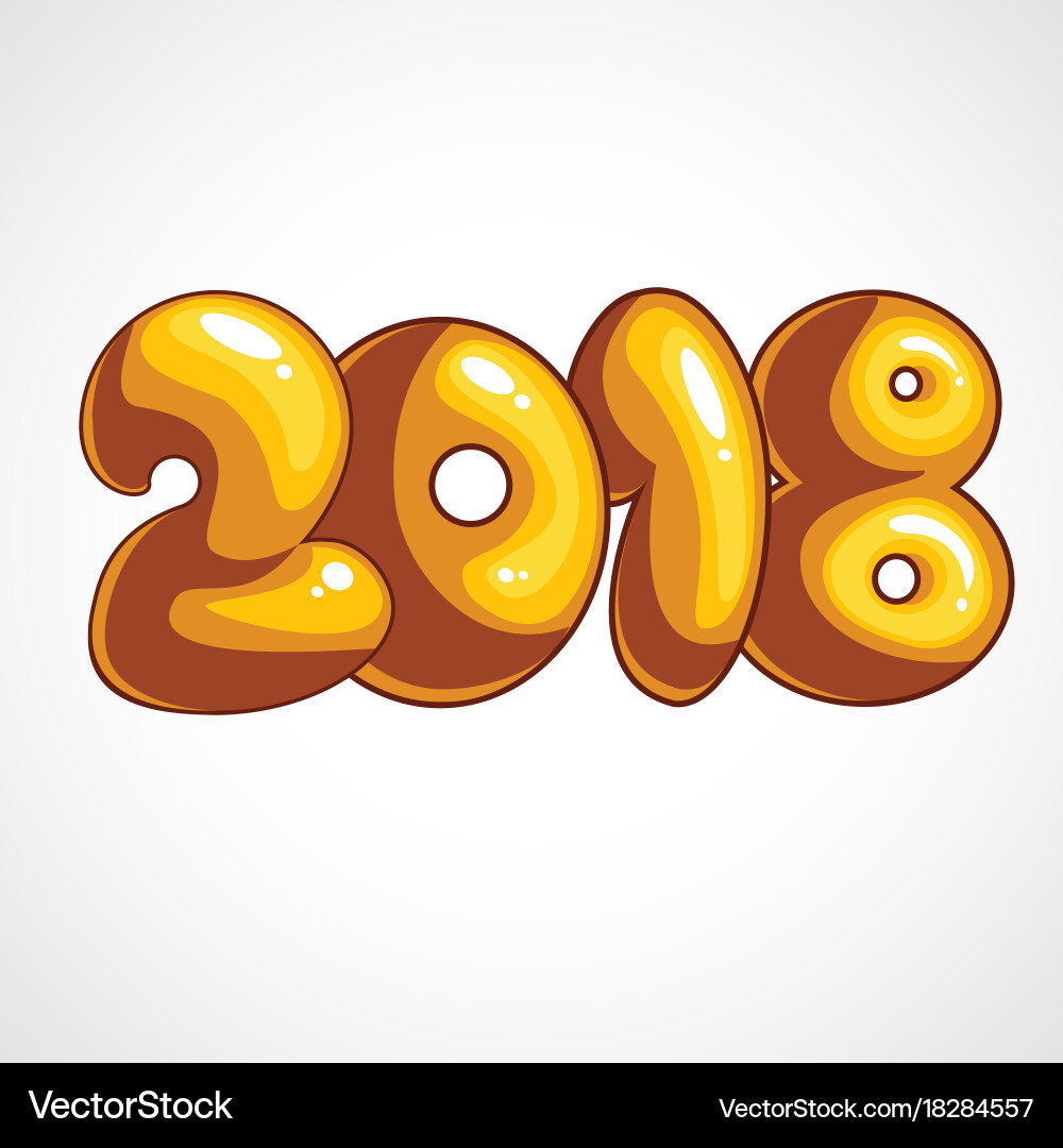 Cartoon inscription 2018 Royalty Free Vector Image