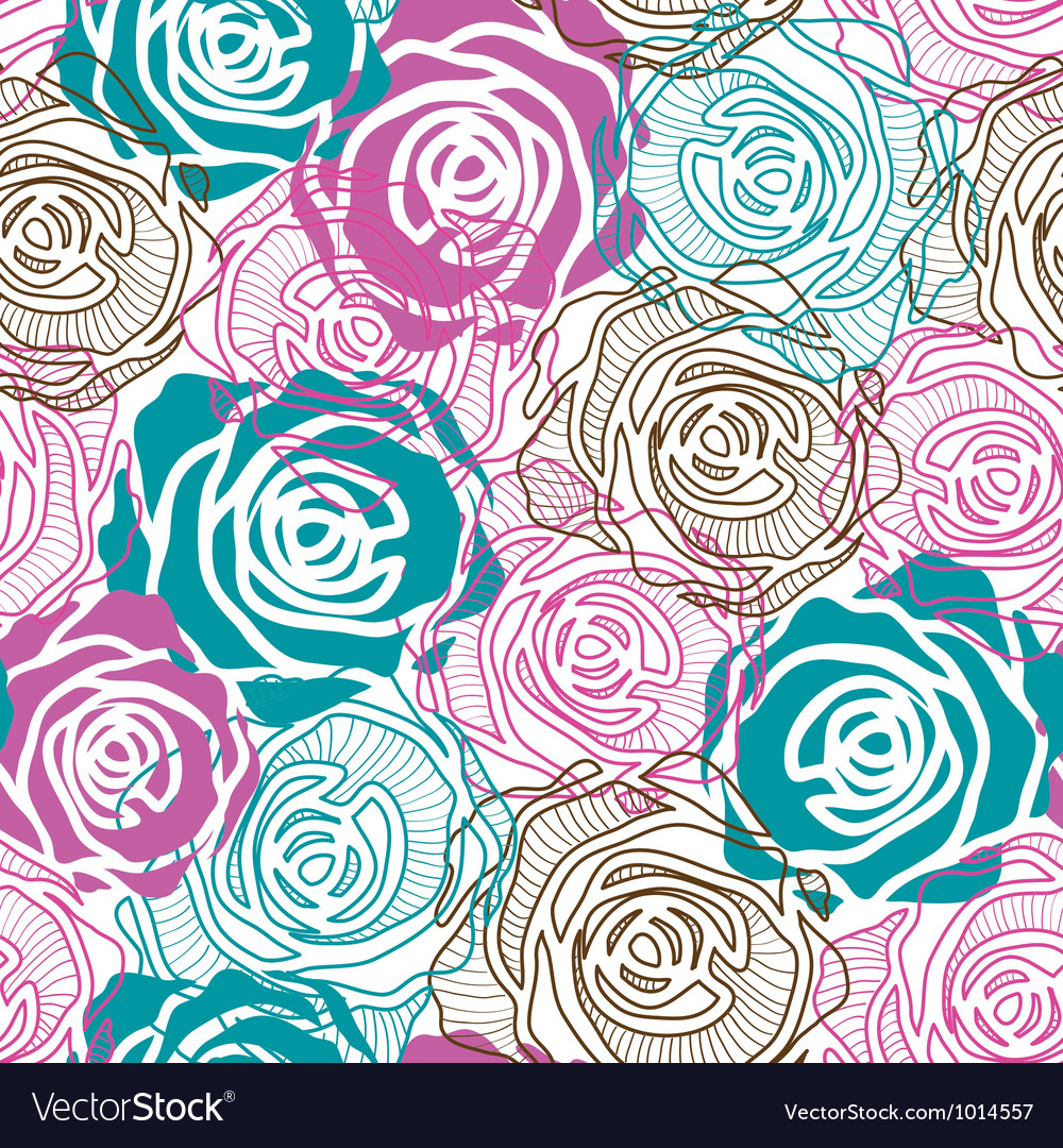 Color rose pattern Royalty Free Vector Image - VectorStock