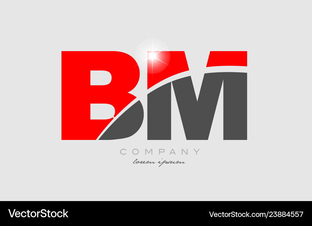 Combination letter bm b m in grey red color Vector Image