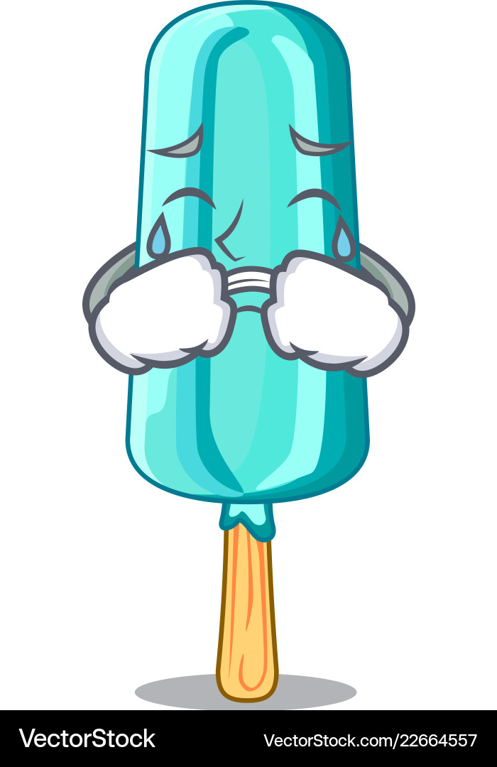 Crying ice cream shaped with stick cartoon Vector Image