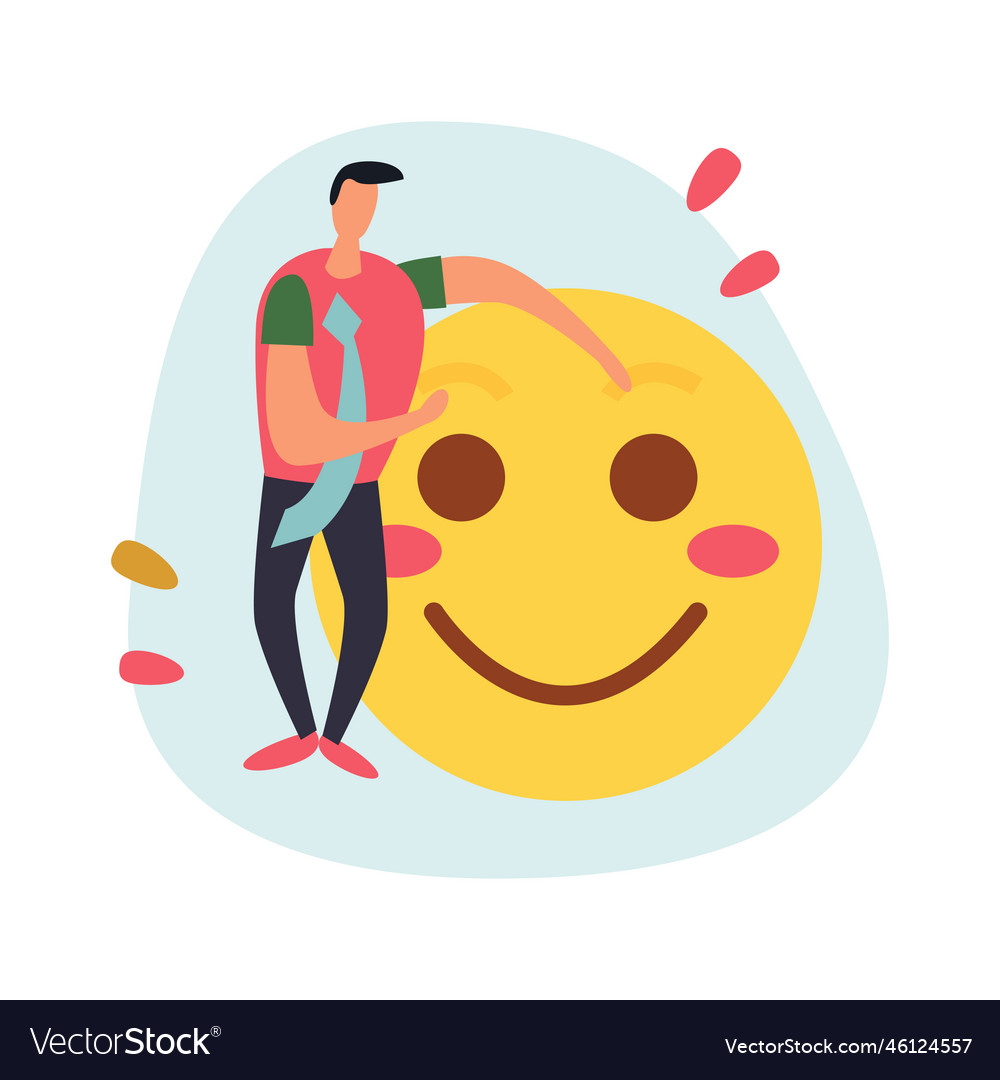 Customer smiley flat composition Royalty Free Vector Image