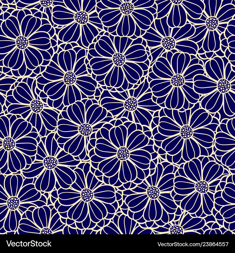 Floral pattern of overlapping flowers Royalty Free Vector