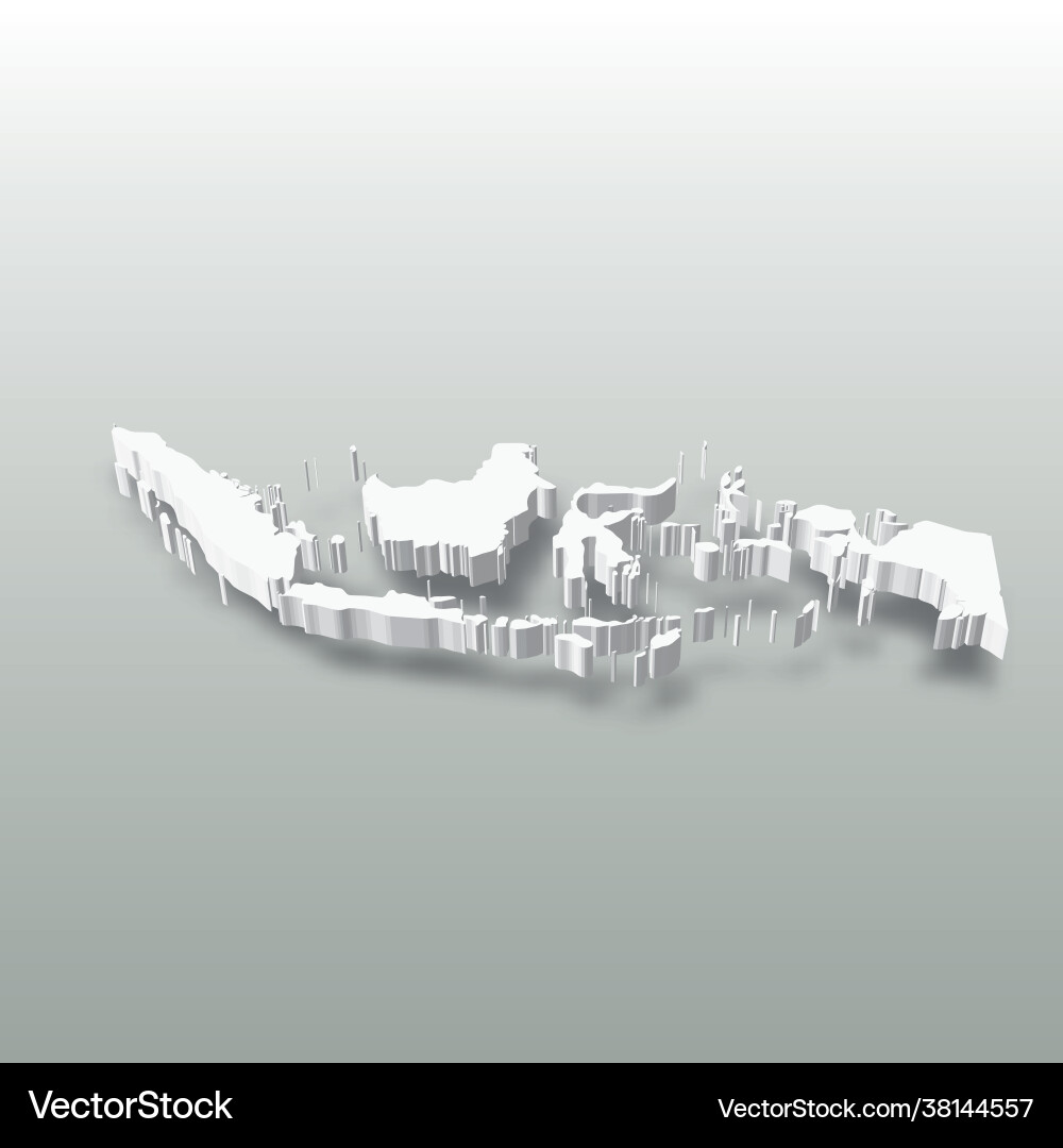Indonesia - white 3d silhouette map country Vector Image