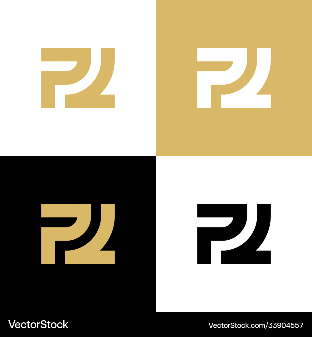 Initial letter pl logo design with gold color Vector Image