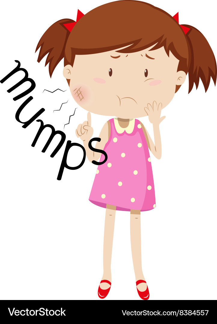 Little girl having mumps Royalty Free Vector Image