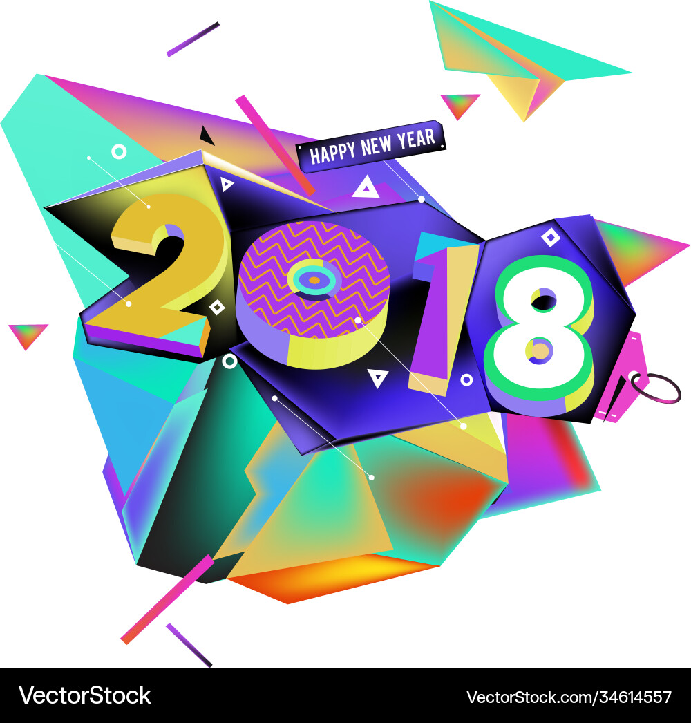 New year 2018 colorful design Royalty Free Vector Image