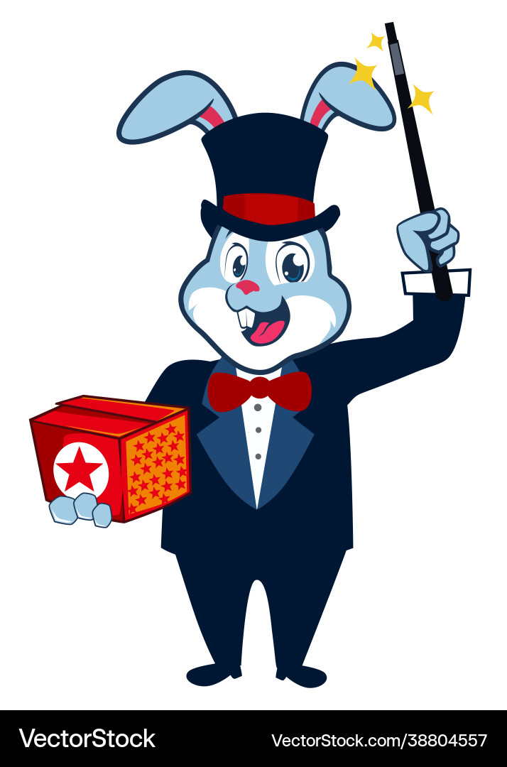 Rabbit magician mascot cartoon Royalty Free Vector Image