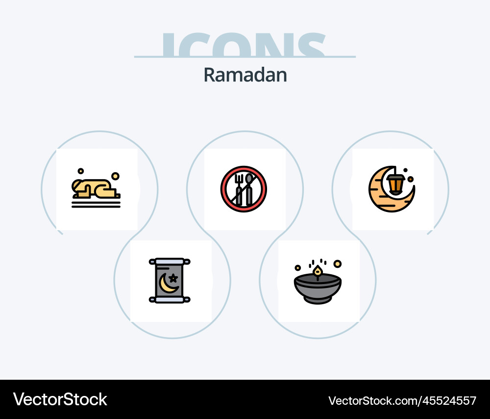 Ramadan line filled icon pack 5 icon design Vector Image