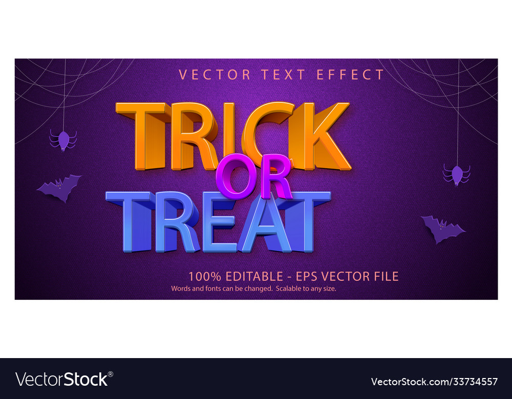 Trick or treat text halloween style editable Vector Image