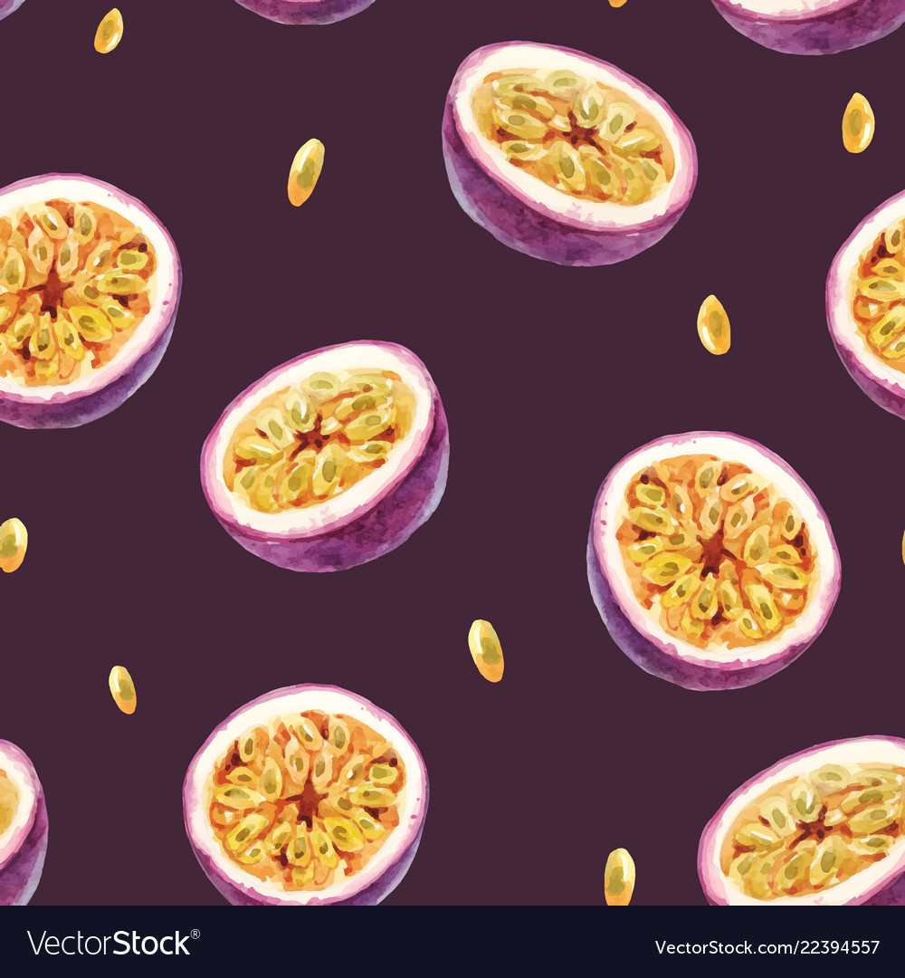 Watercolor Passion Fruit Pattern Royalty Free Vector Image