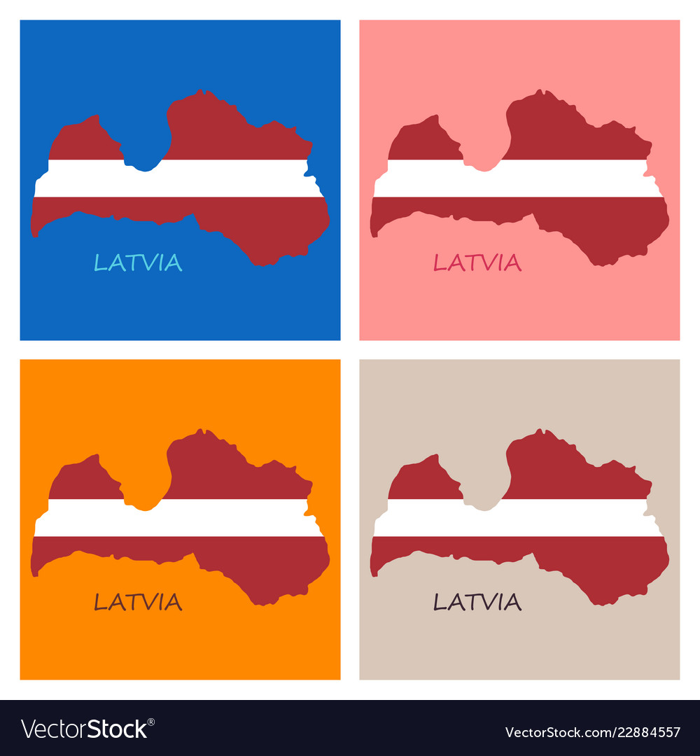 Waving fabric flag map latvia Royalty Free Vector Image