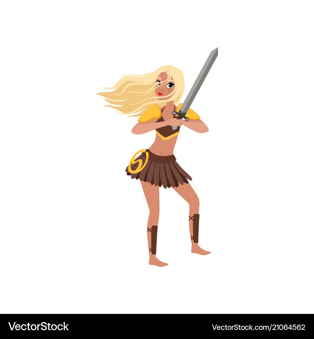 Beautiful warlike amazon girl character ancient Vector Image