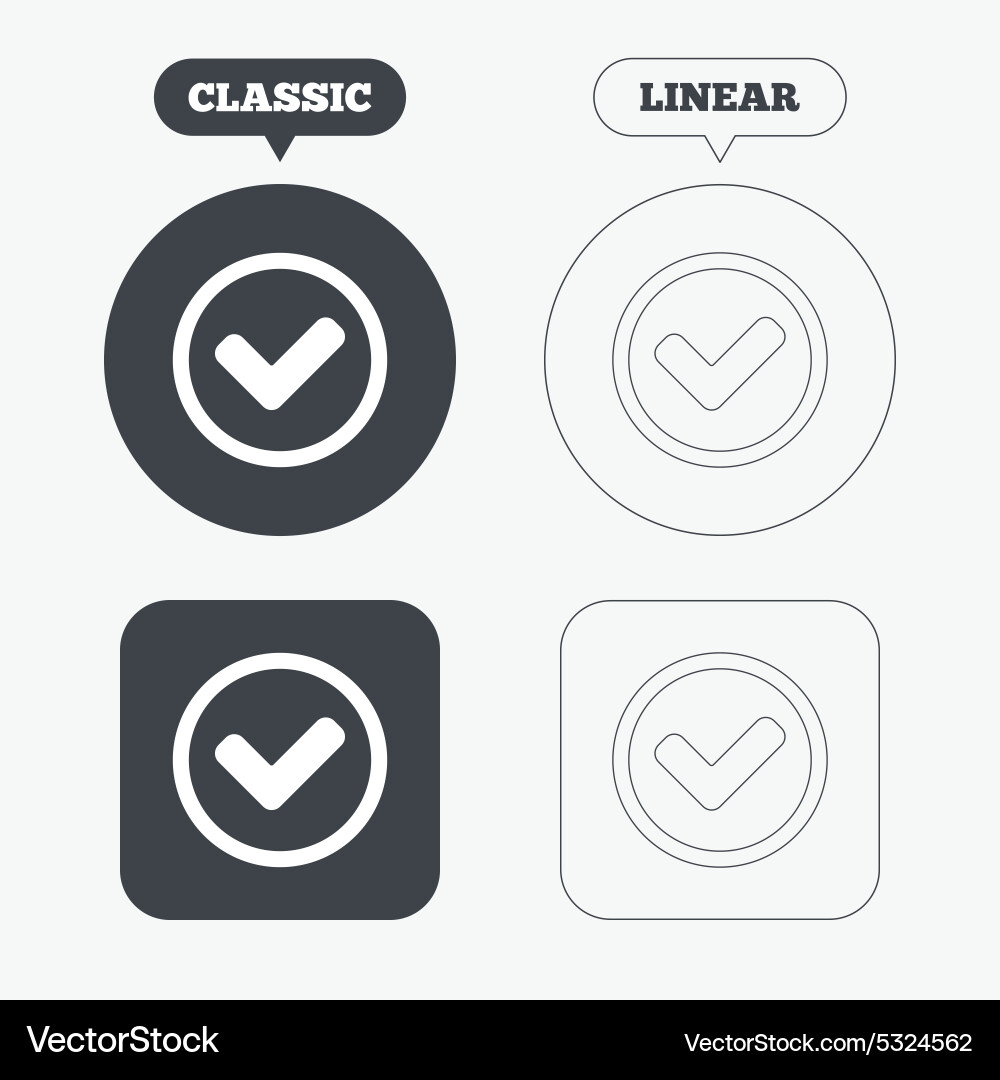 Check mark sign icon yes circle symbol Royalty Free Vector