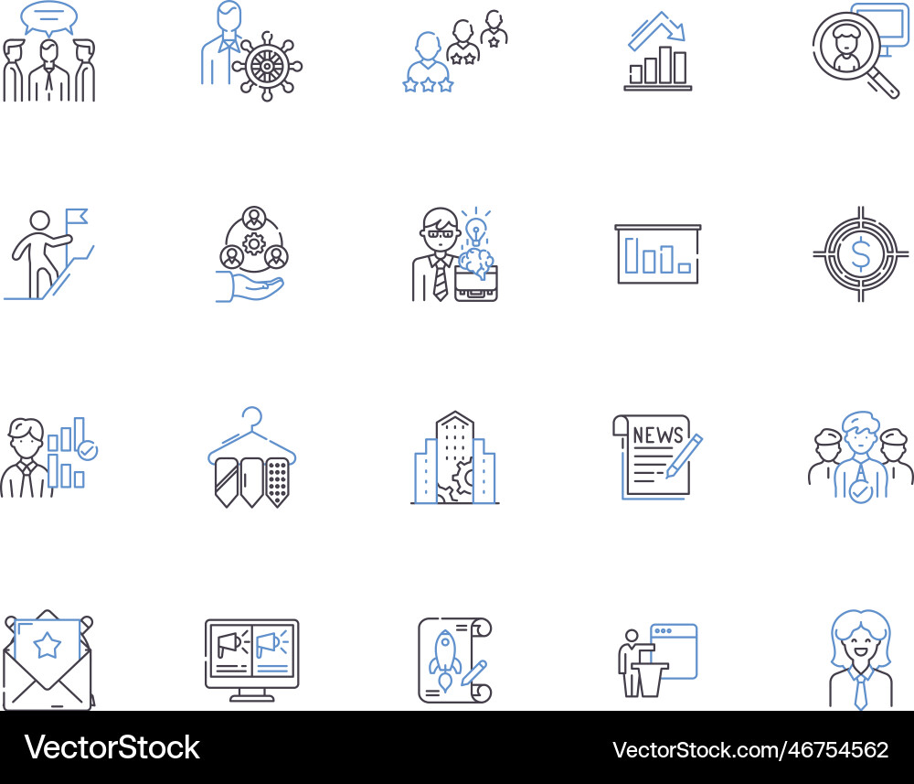 Digital leadership outline icons collection Vector Image