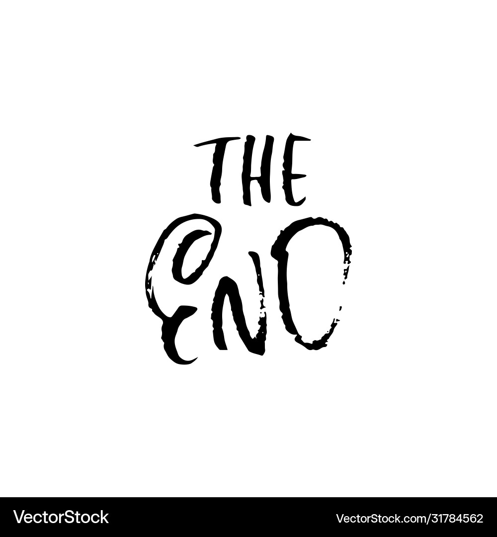 End hand drawn dry brush lettering isolated Vector Image